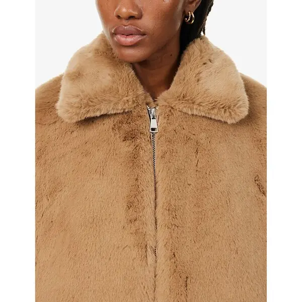 Good American Stand-Collar Relaxed-Fit Faux-Fur Jacket - Warm